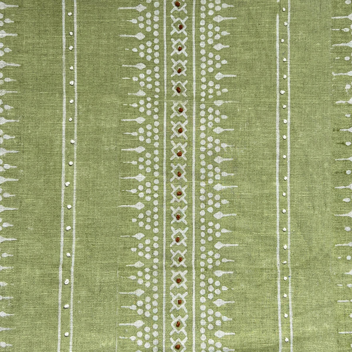 Bela Stripe Olive Green Embroidered Fabric