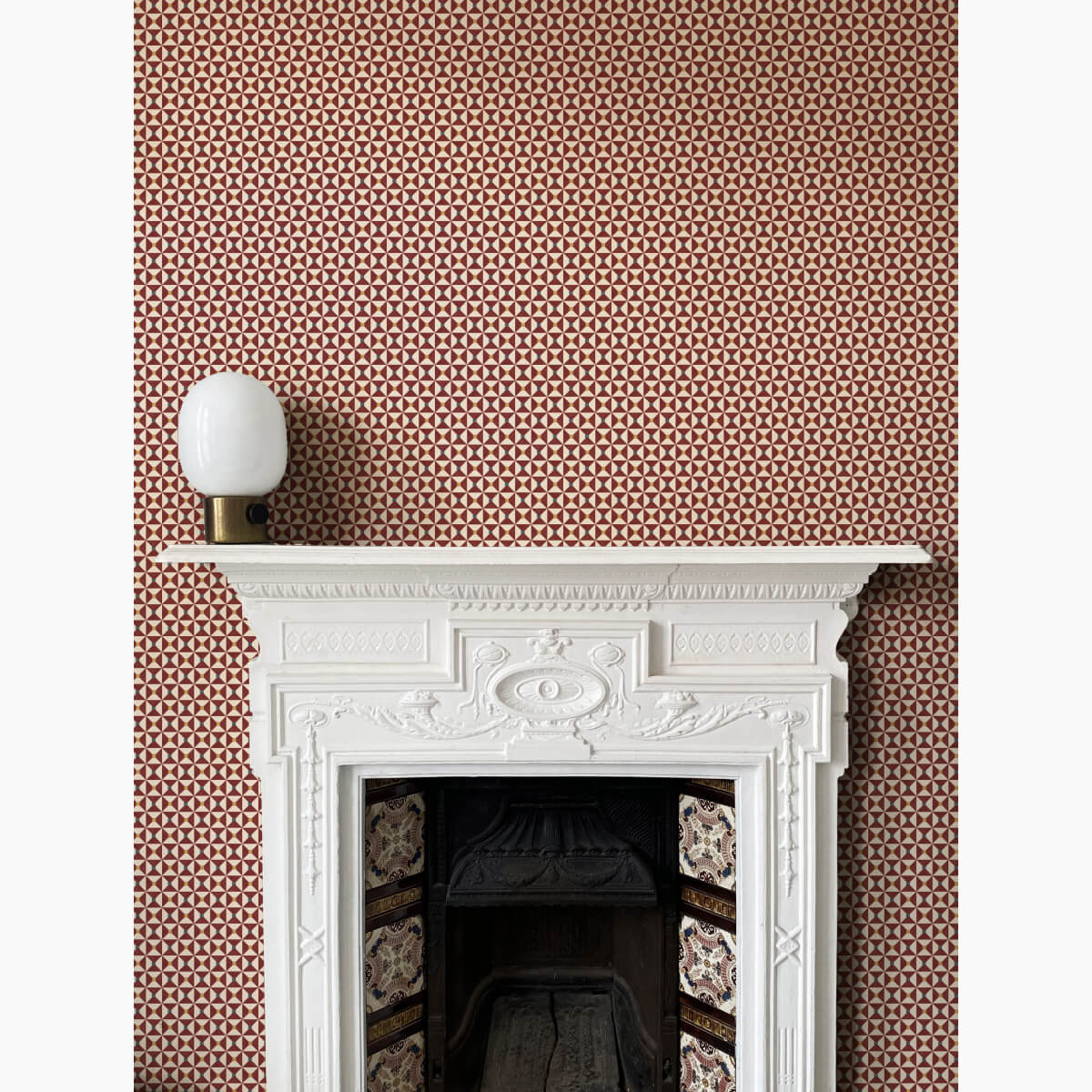 Broken Dishes Traditional Red Wallpaper