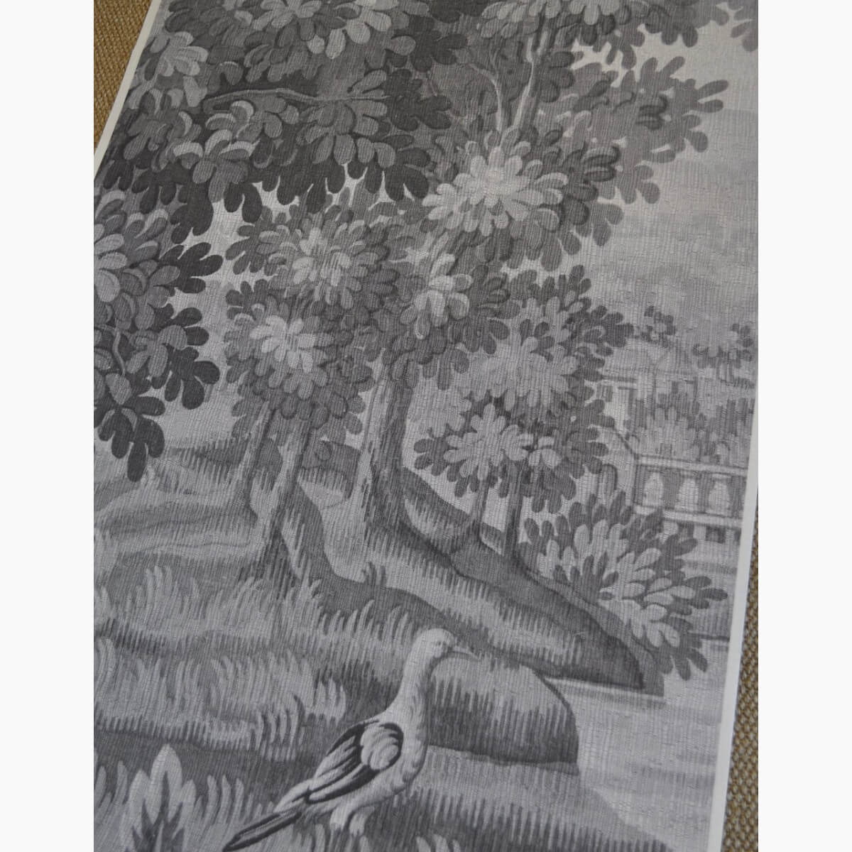 Left Bank Grayscale Grasscloth Mural Wallpaper