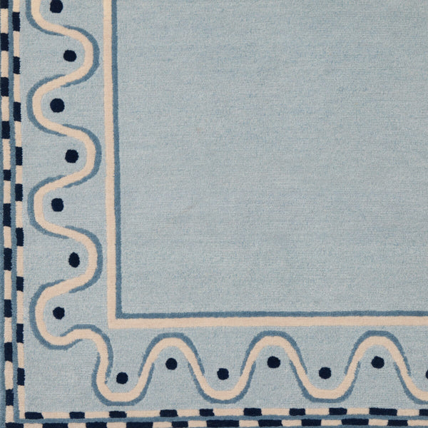 Squiggle Border Blue Jeans Rug