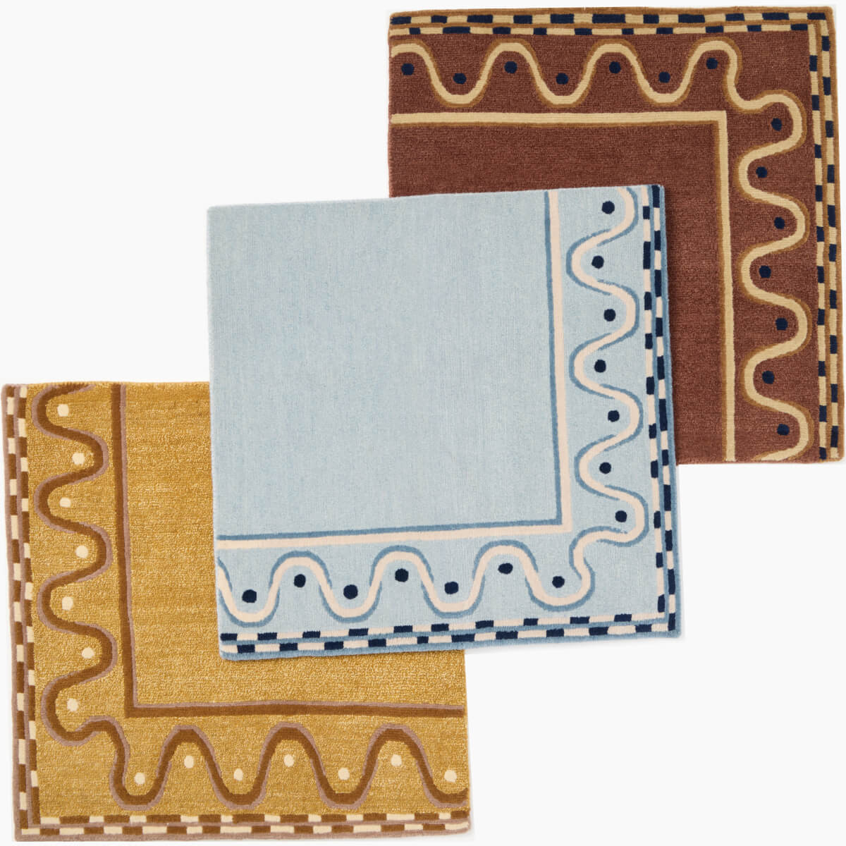 Squiggle Border Blue Jeans Rug