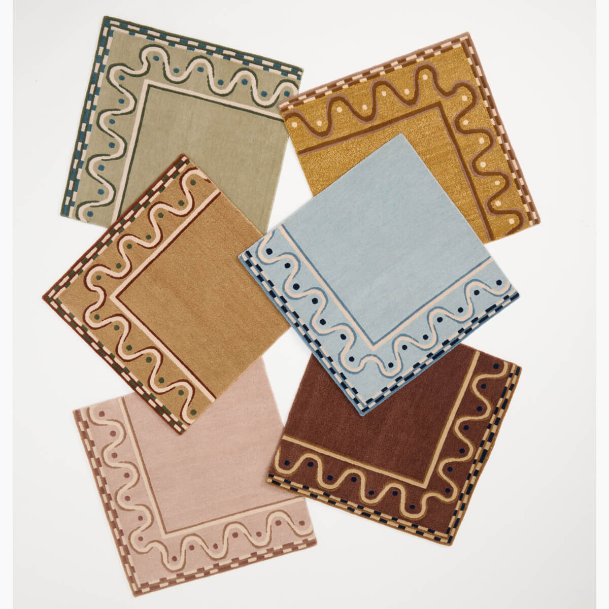 Squiggle Border Blue Jeans Rug