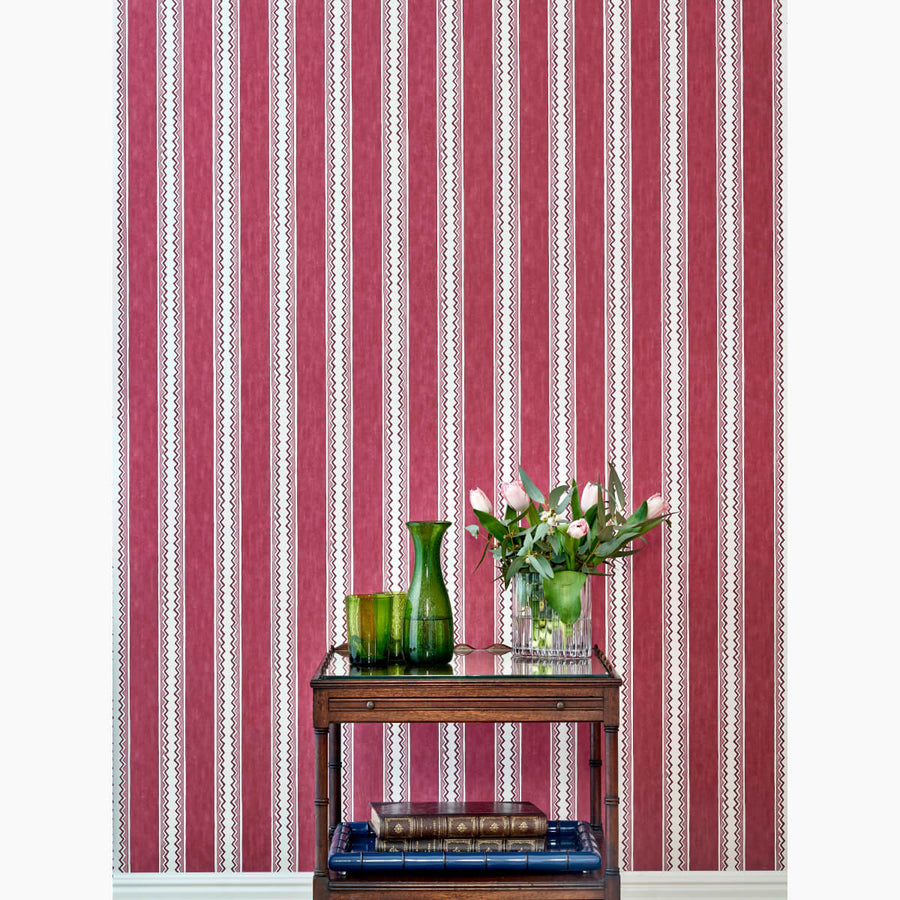 Zig Zag Stripe Raspberry Wallpaper