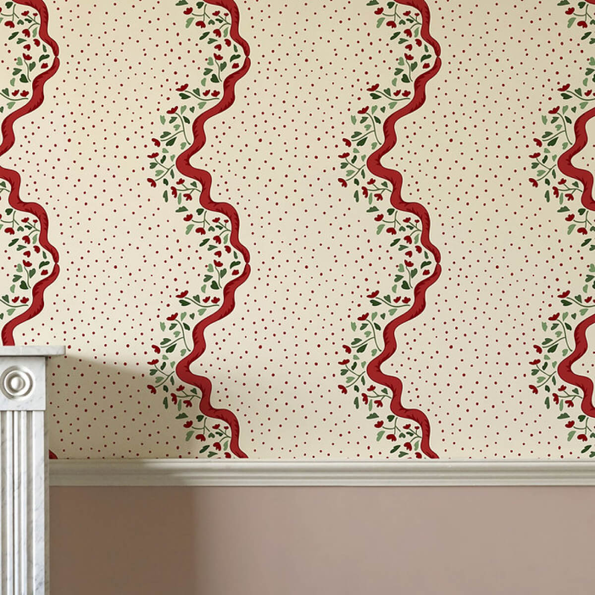 Chintz Caroline Red Wallpaper