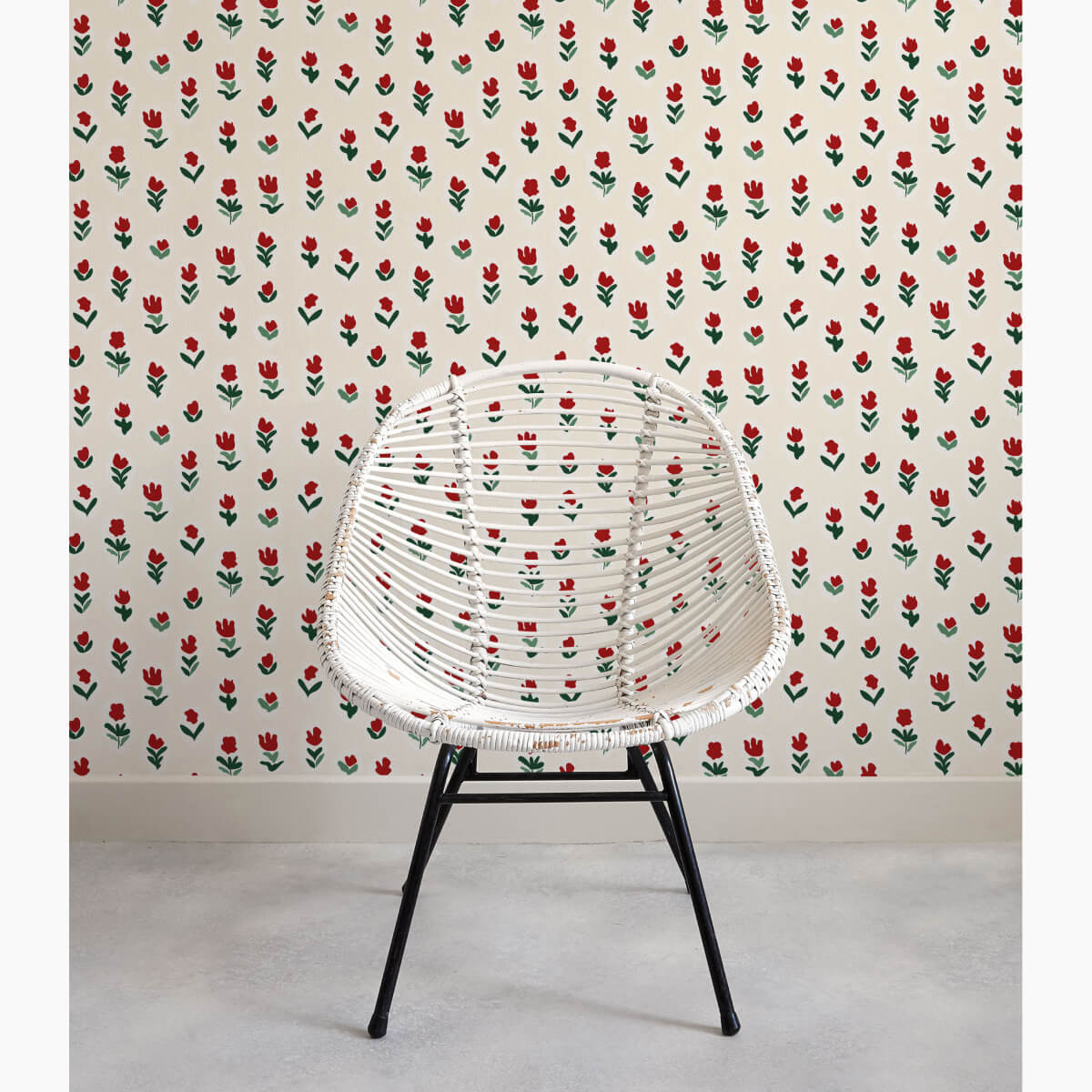 Little Wild Tulips Red Wallpaper