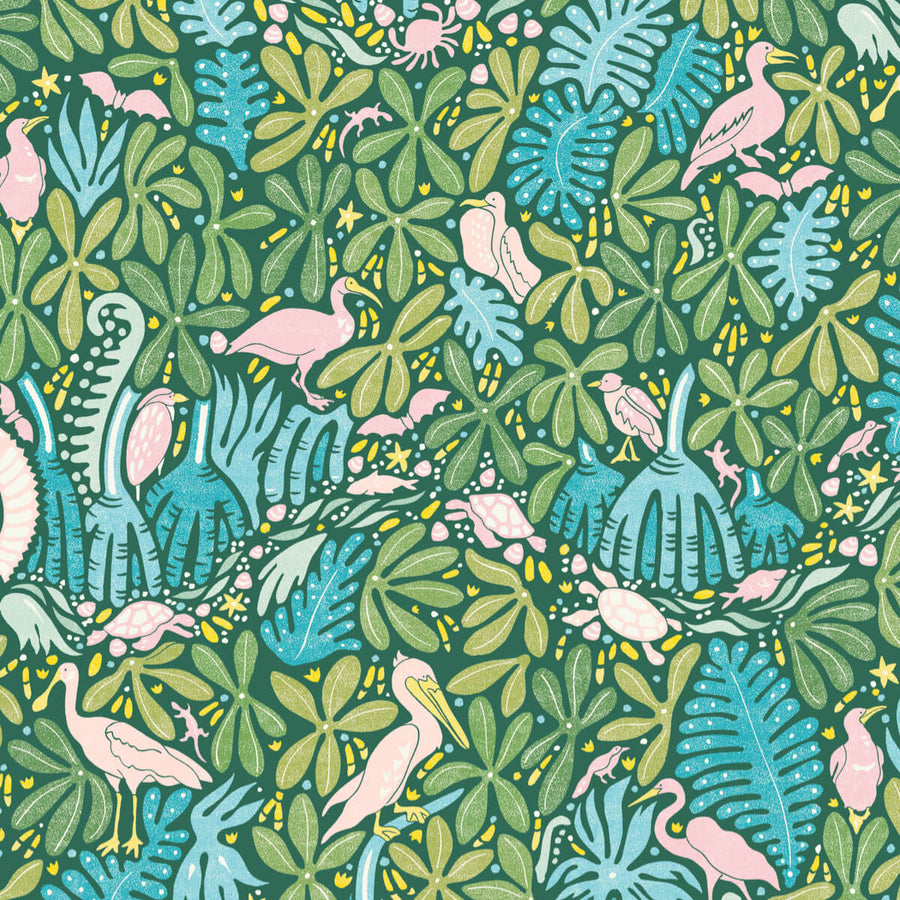 Mangrove Leaf Green Wallpaper