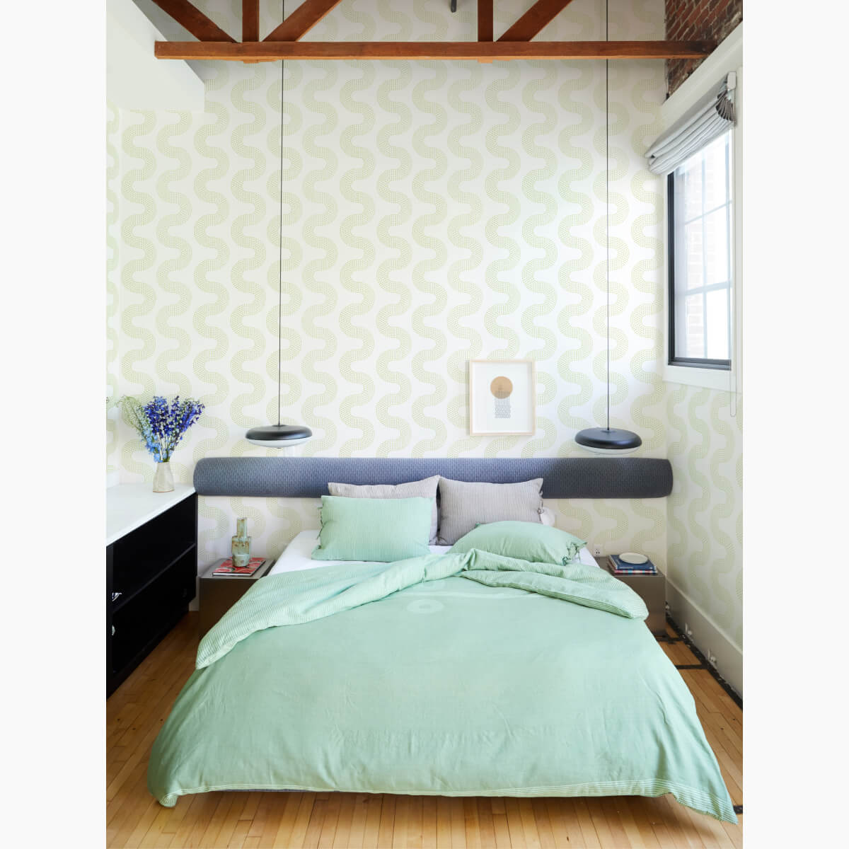 Squiggle Dot Moss Wallpaper