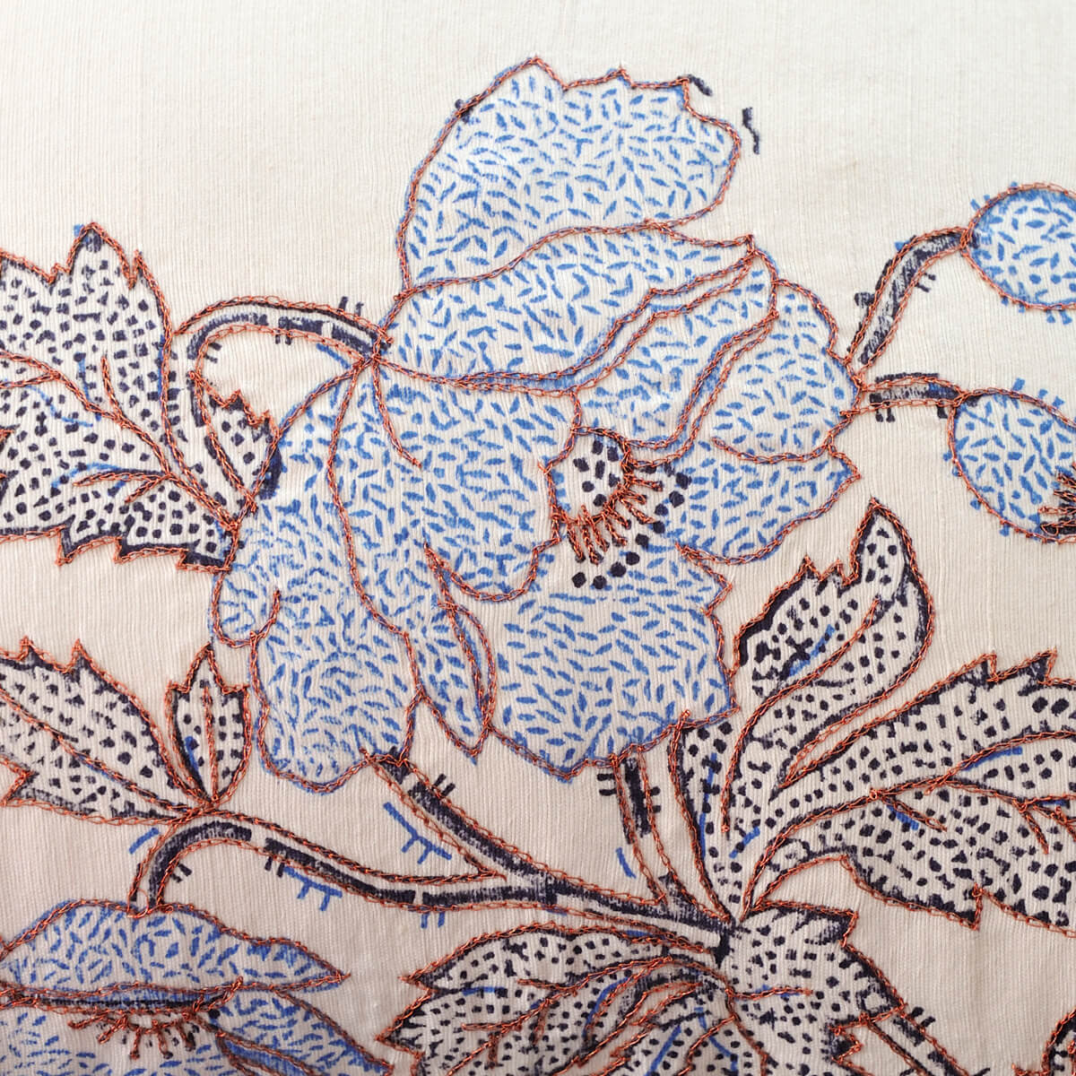 Blue Lana Adras Embroidered Fabric