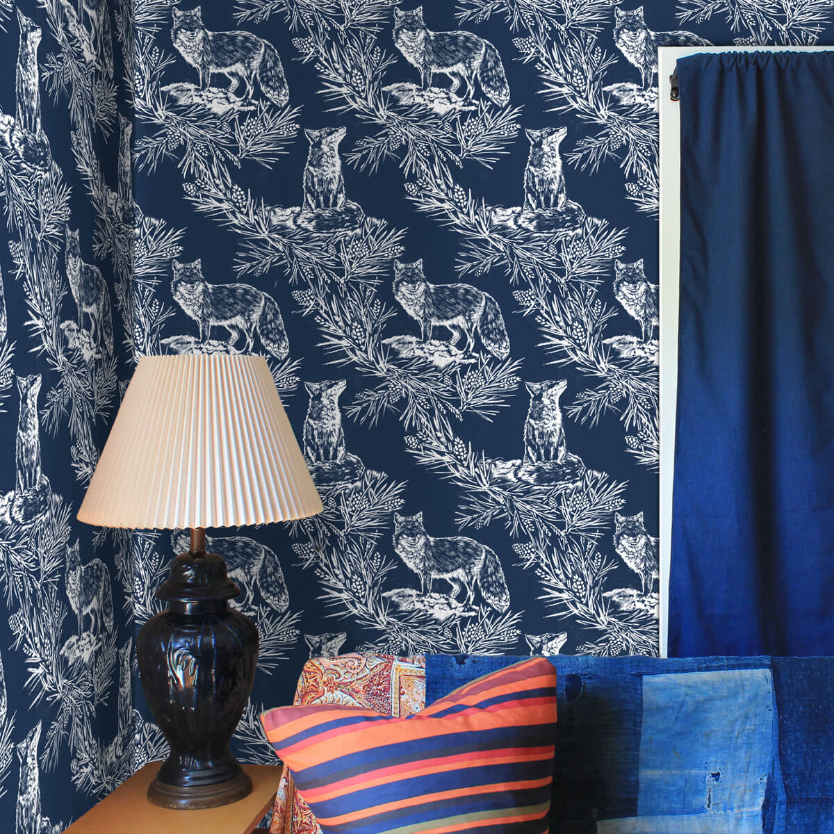 Fox In The Snow Storm Blue Wallpaper